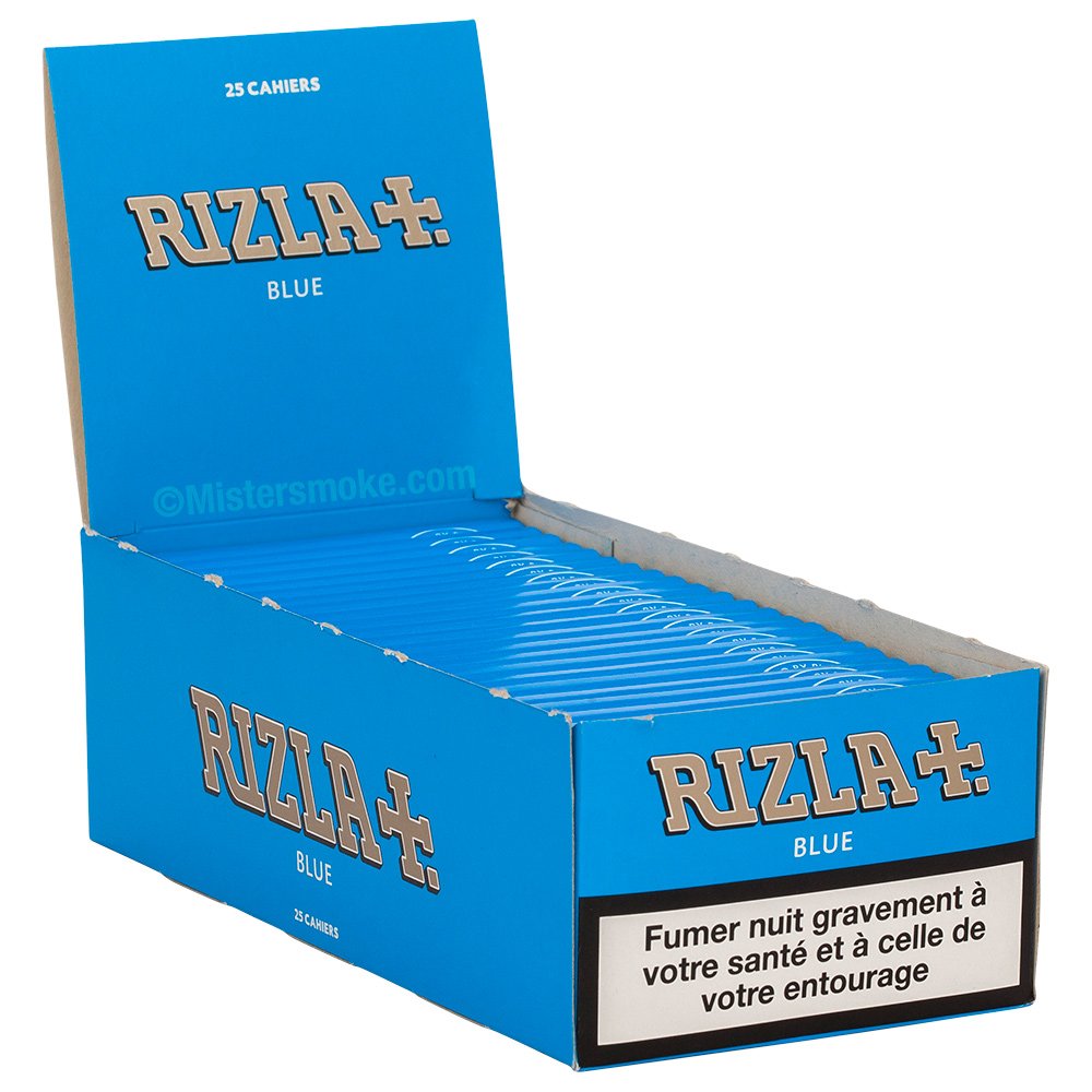 Feuille à rouler RIZLA Regular blue pas cher. Boite de 25
