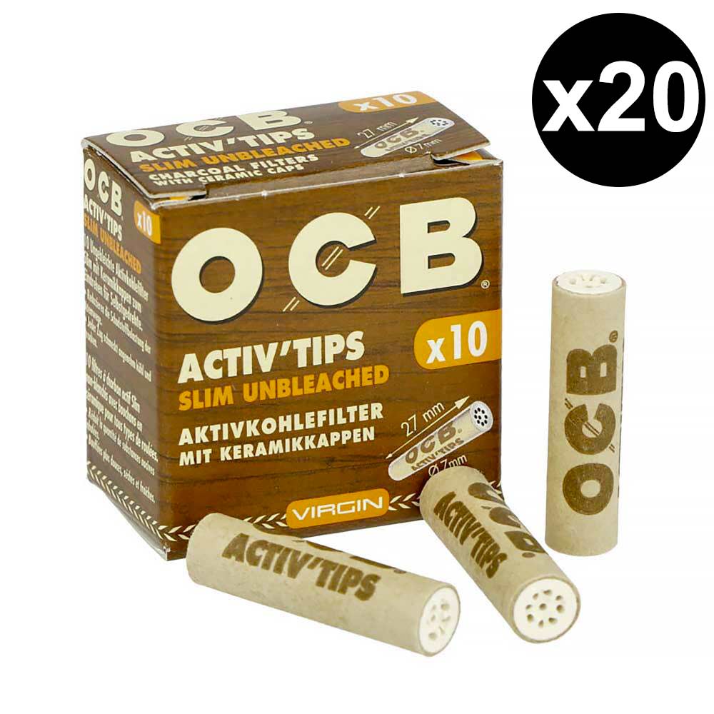 Lot de 200 filtres au charbon actif non blanchis OCB - Mistersmoke