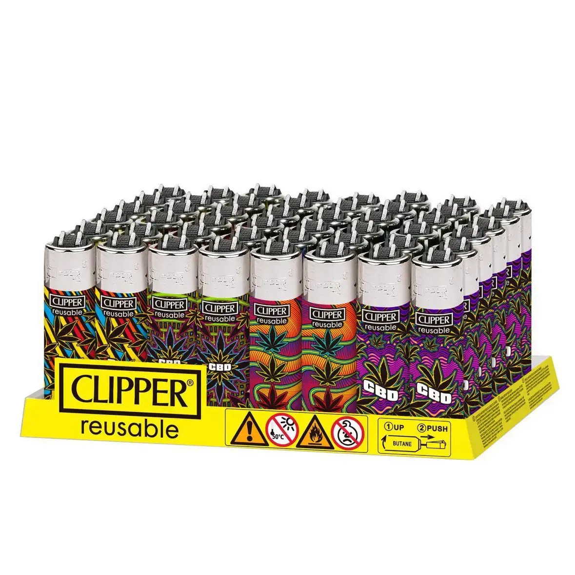 Clipper Mini Neon 6 CBD – Boite de 48 briquets
